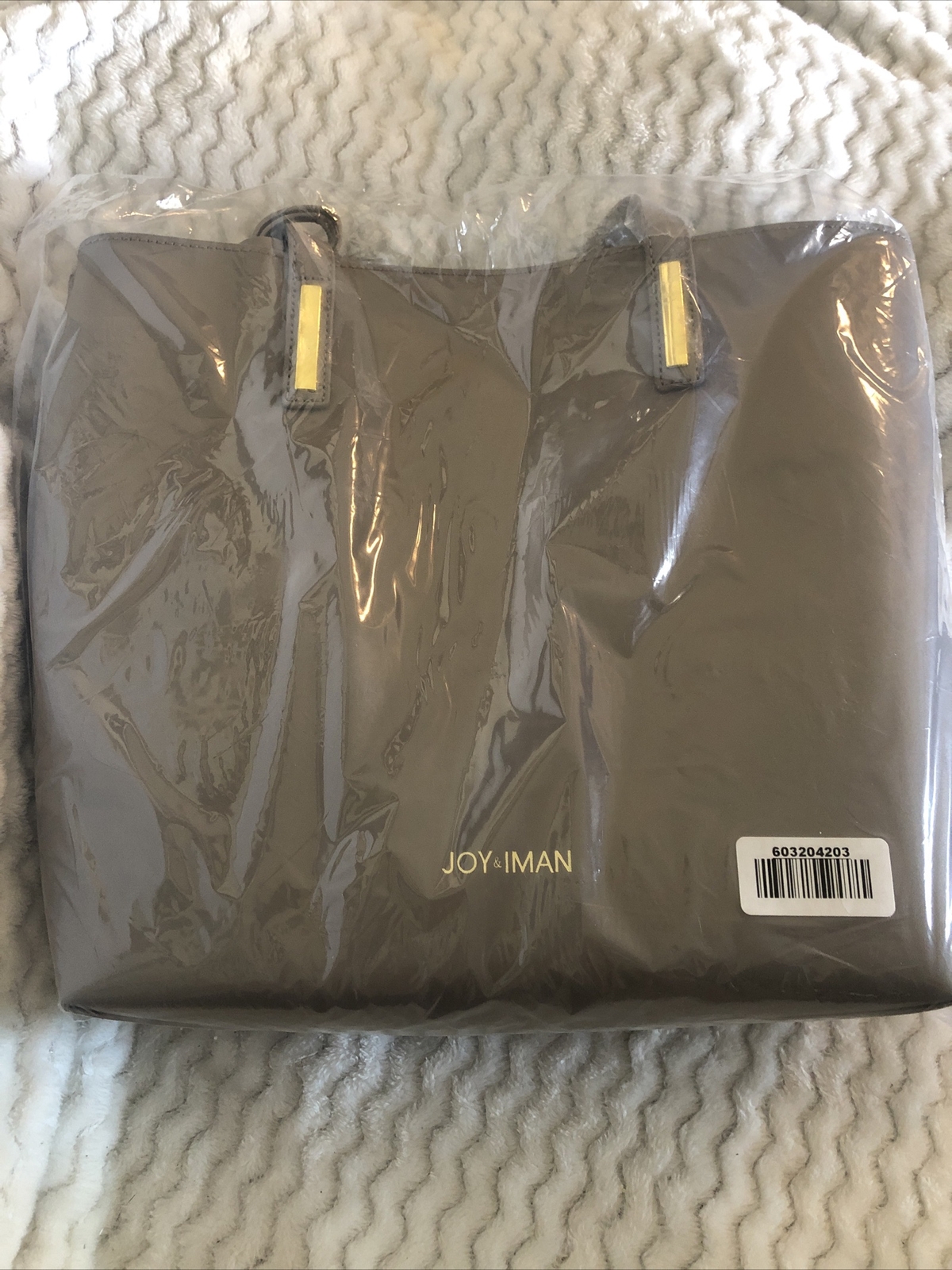 New-Joy & Iman Grey Leather Tote Bag w removable insert/organizer ...