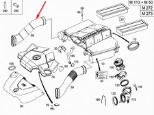 Mercedes-Benz CLS C219 Right Air Intake Hose A2720900082 Genuine 2008 ...