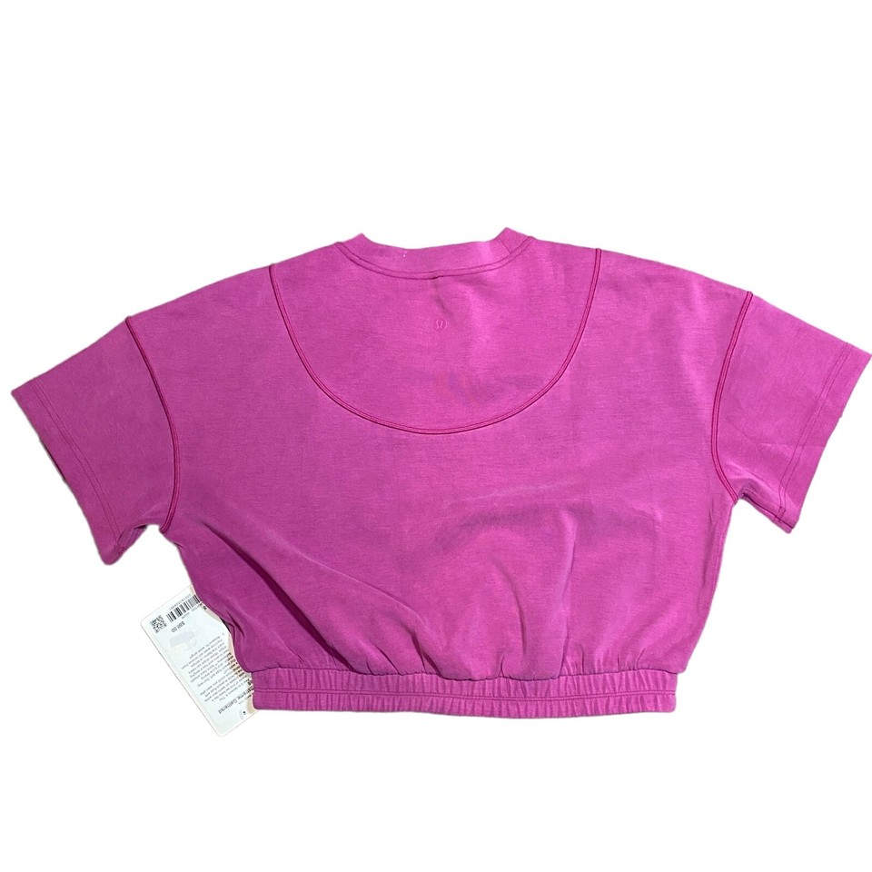 NWT Lululemon Softstreme Gathered Womens Magenta After Workout Shirt ...