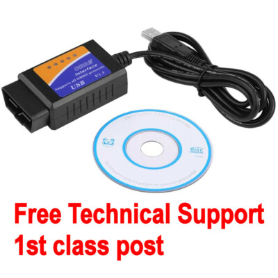 For FIAT USB Modified ELM 327 Diagnostic OBD lead Works With ...