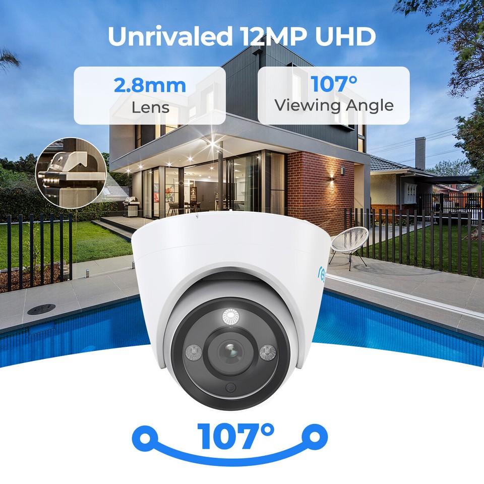 Reolink RLC-1224A 12MP Ultra Dome PoE Security Camera Outdoor Color ...