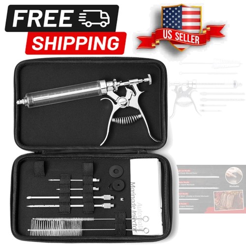 Professional BBQ Meat Marinade Injector Gun Kit with 4 Precision ...