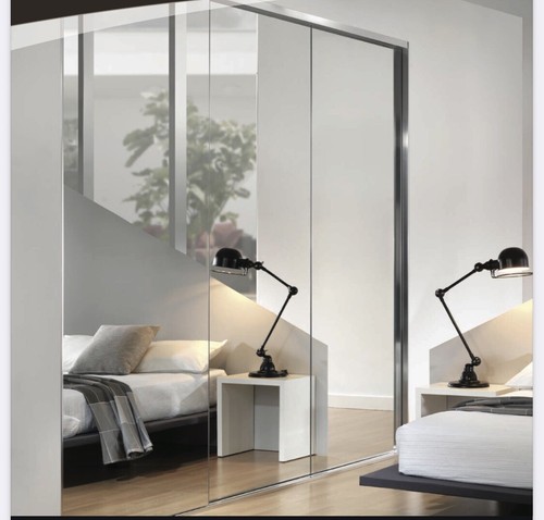 Frameless Wardrobe Sliding Doors Made to Measure DIY Mirror Panel Glass ...