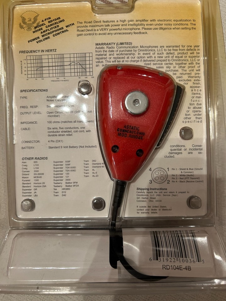 Astatic CB Radio RD104E Road Devil Amplified Microphone full working ...