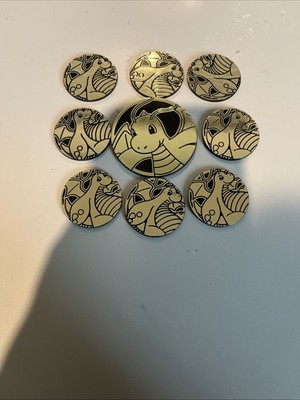 Pokémon Dragonite Coins Lot 9. Pokemon TCG 8 Small Coins 1 Jumbo Coin ...