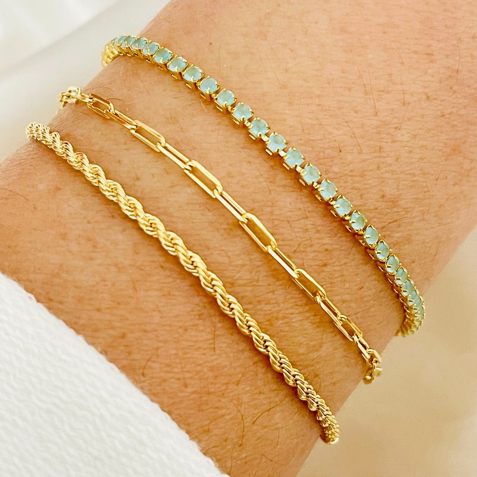 Gold Stack Bracelets for Women ,Gold Link Chain Bracelets, Layering ...