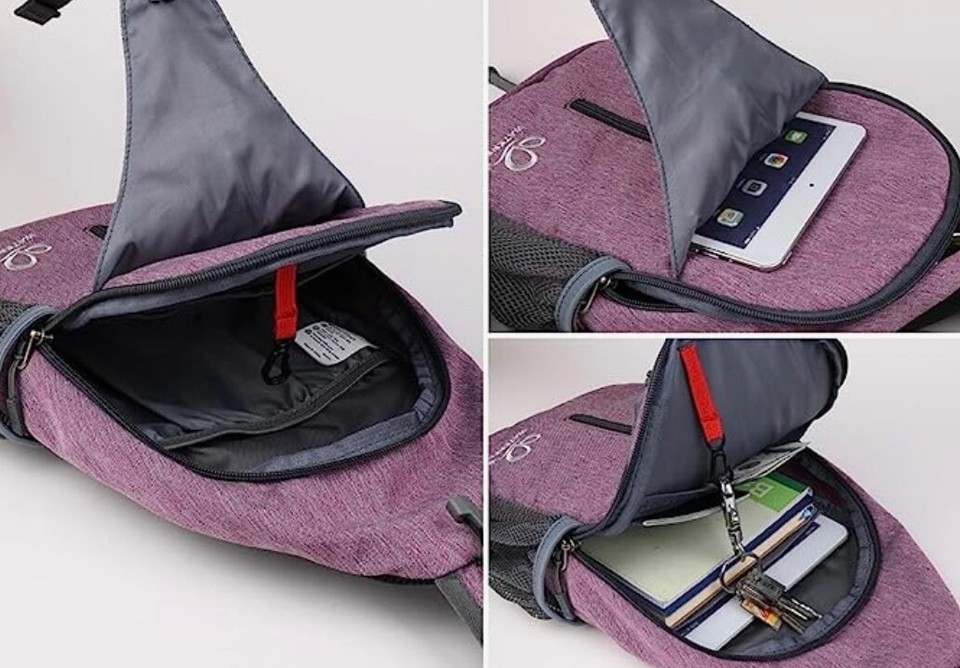 WATERFLY Crossbody Sling Backpack Chest Shoulder Travel Hiking Daypack ...