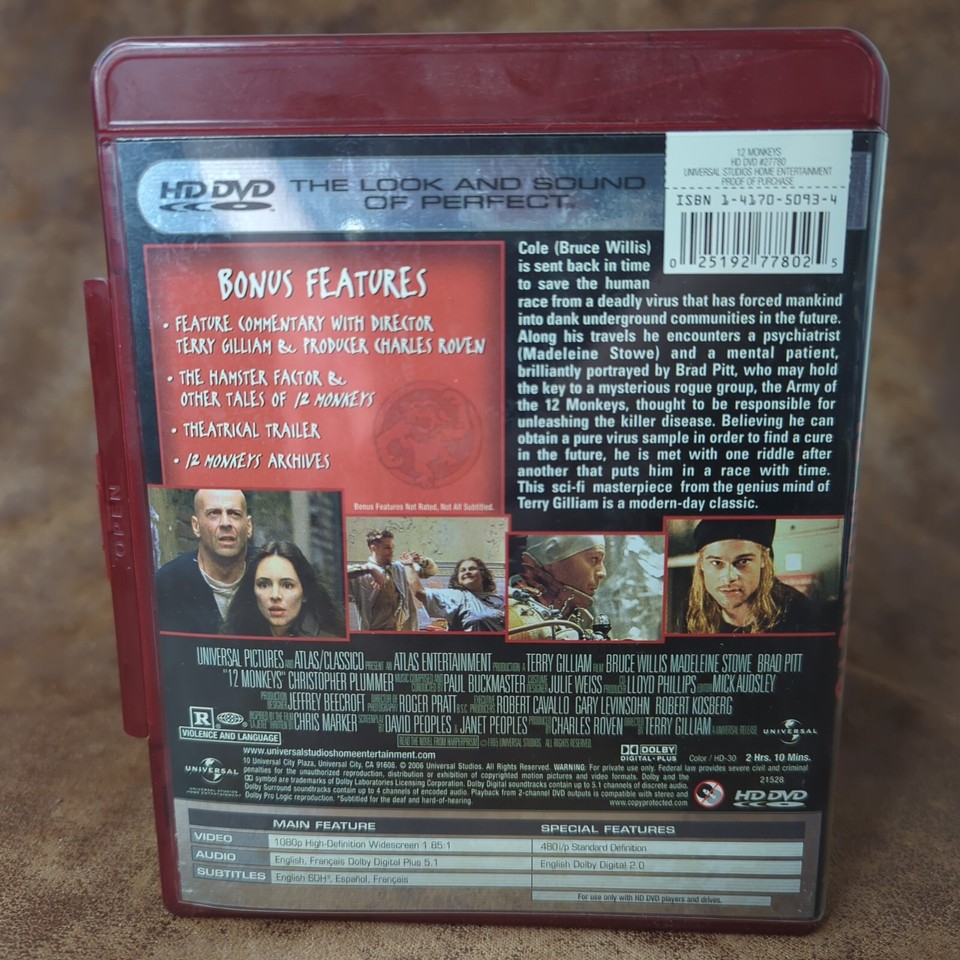12 Monkeys (HD-DVD, 2006) Bruce Willis, Brad Pitt, Madeleine Stowe ...