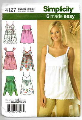 Simplicity Sewing Pattern 4127 SUMMER TOPS EMPIRE WAIST 6 DIFF BODICES H5 6-14 | eBay