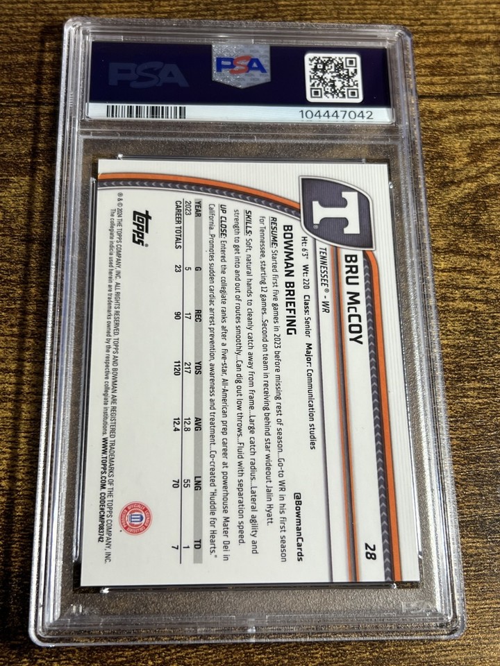 BRU MCCOY 2024 Bowman Chrome University #28 Orange Shimmer Refractor ...