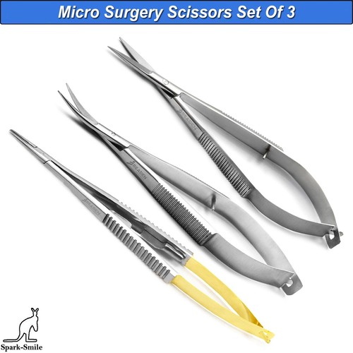Castroviejo Needle Holder Ophthalmic Suturing Kit Micro Surgery Spring ...