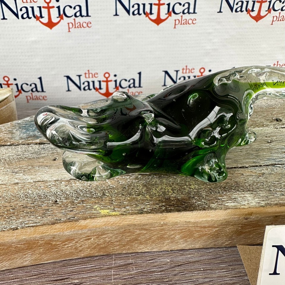 8" Glass Alligator Figurine - Clear w/ Green Accents - Hand Blown ...