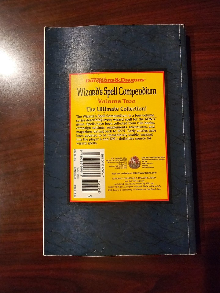 Wizard's Spell Compendium, Vol. 2 Advanced Dungeons & Dragons TSR Inc ...