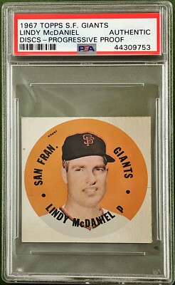 1967 TOPPS SAN FRANCISCO GIANTS DISC TEST ISSUE PSA AUTHENTIC LINDY ...