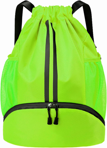 Sports Drawstring Backpack - String Swim Gym Bag with Shoes Compartment ...