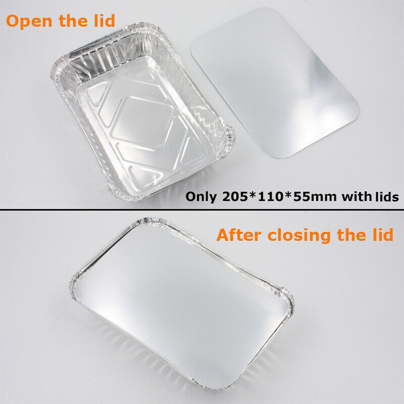 50PCS Aluminum Foil Paper Tray Disposable Food Container Takeaway Box ...