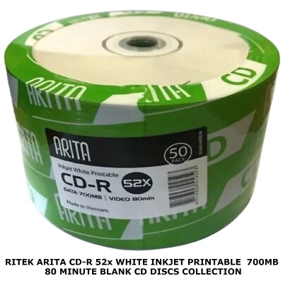 RITEK Arita CD-R 52x Blank CD discs Grade A media Various Quantity Lot ...
