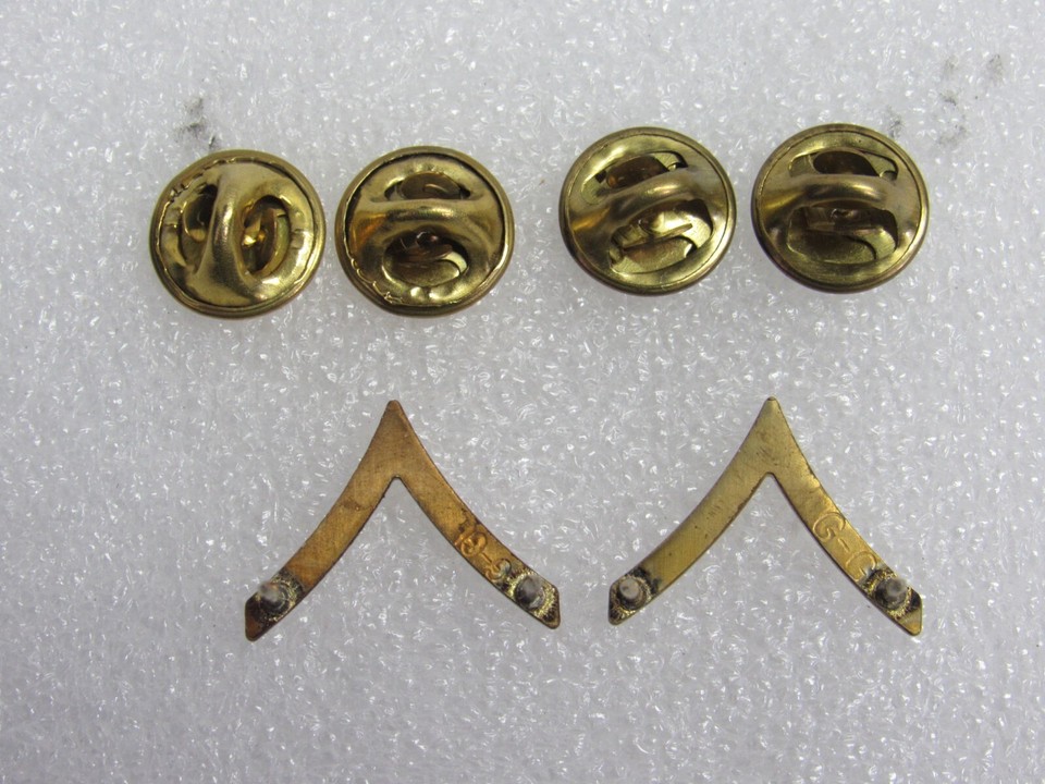 US Army Private E-2 Brass Rank Lapel Pin Set 7/8" Military Dress ...
