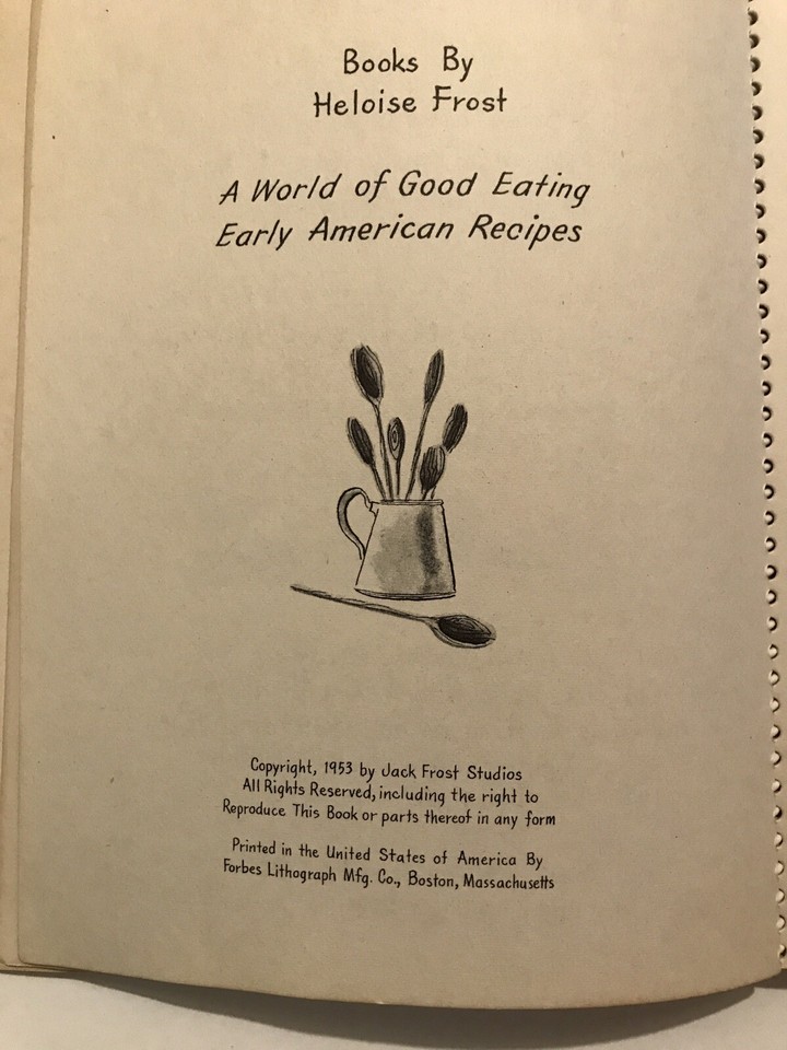 Early American Recipes From New England Kitchens-1953 Heloise Frost | eBay