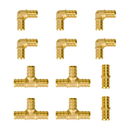 12pack 1/2 Inch Pex 90 Degree Elbow 6 Pcs + Tee 4 Pcs + Straight ...