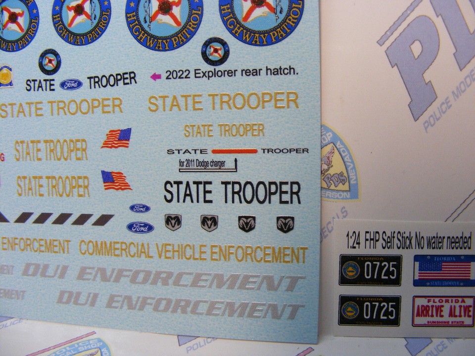 Florida Highway Patrol 1/24 Waterslide Decals with K-9 DUI Fits 2022 ...