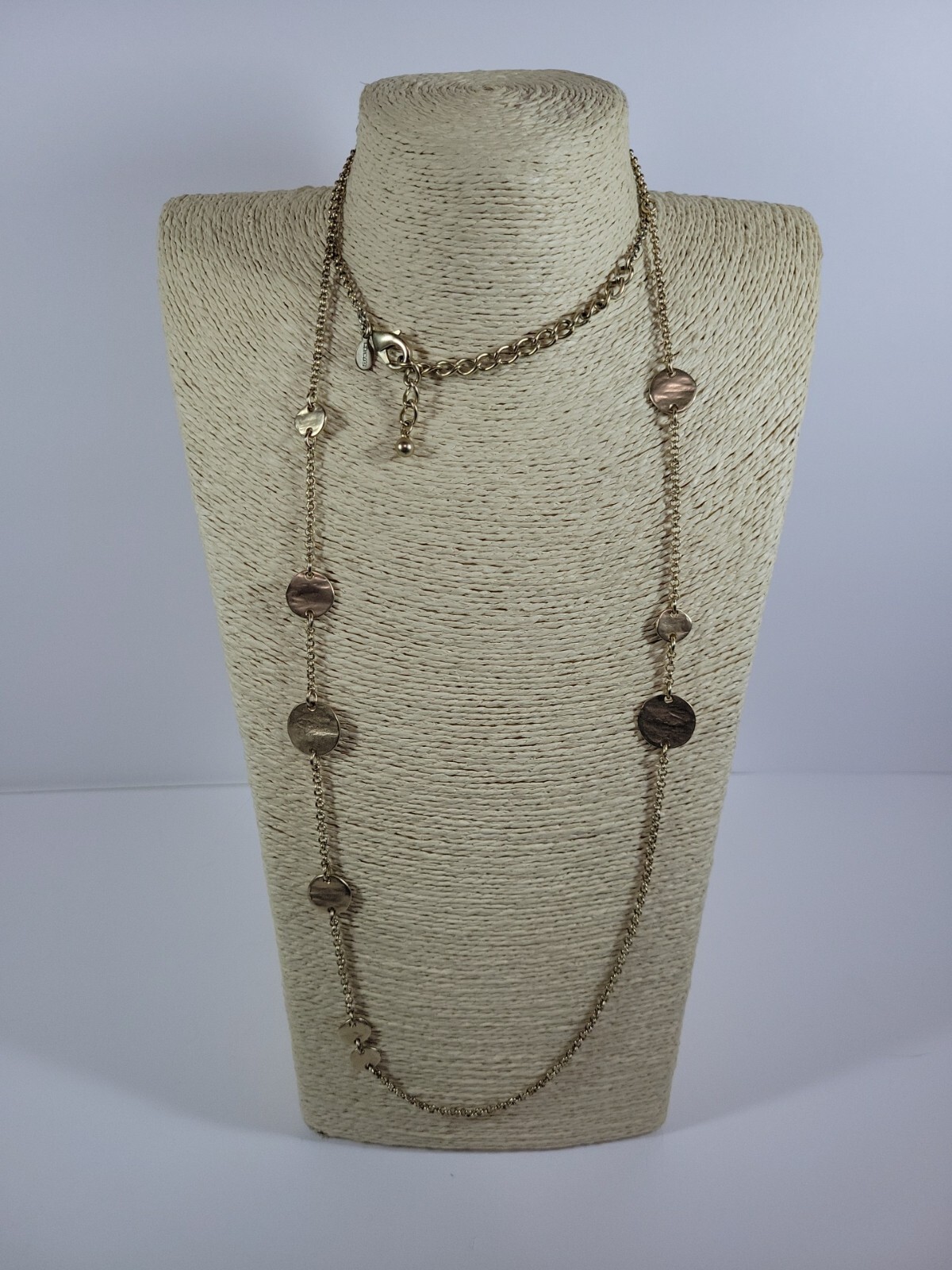 Gold Tone Chico's 41 inch Long Statement Necklace Sat… - Gem