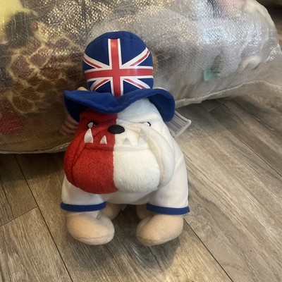 British English Bulldog Union Jack Flag Plush Winston England Soft Toy ...