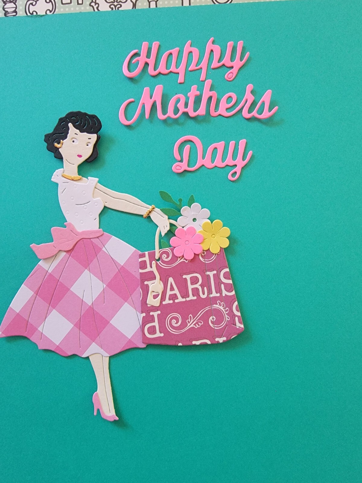 Happy Mother's Day Fancy Lady With Shopping Bag Cardstock Die-Cuts ...
