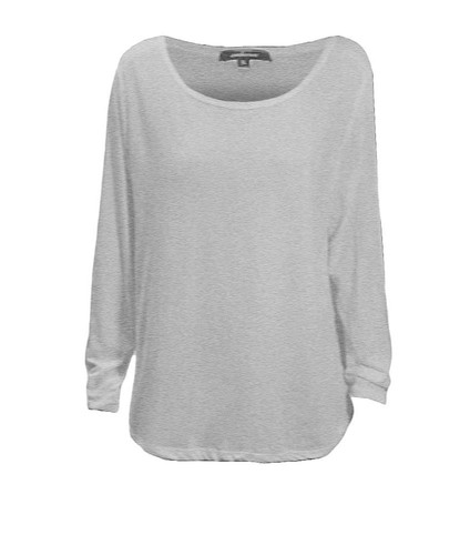 Basic Cotton Poly Scoop-Neck Long Sleeve Rounded Hem Top S ~ L | eBay