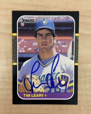 TIM LEARY MILWAUKEE BREWERS SIGNED AUTOGRAPHED 1987 DONRUSS CARD #232 W ...