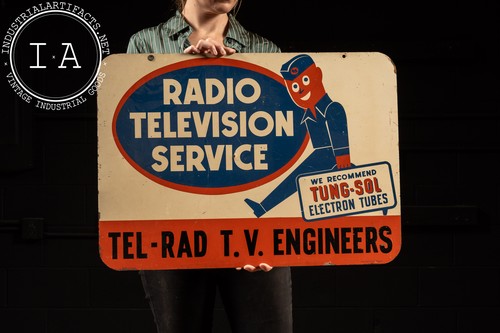 Vintage Double-Sided Tel-Rad TV Repair Sign | eBay