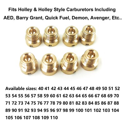 Holley Carburetor MAIN JETS KIT Holly size 40-110 1/4-32 CHOOSE ANY ...