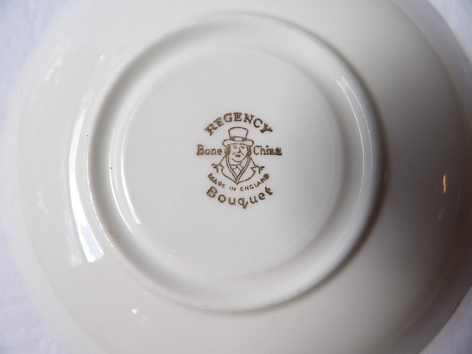 REGENCY BONE CHINA: BOUQUET TEA CUP AND SAUCER W/GOLD TRIM | eBay