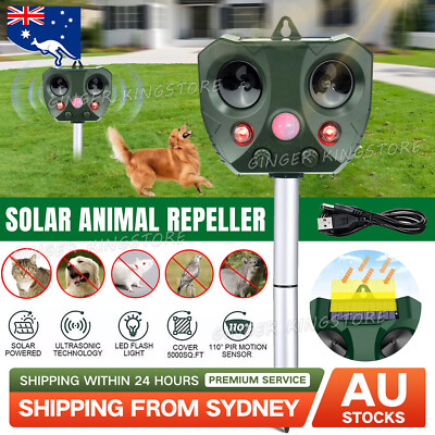 Solar Ultrasonic Bird Repeller Motion Sensor Animal & Pets Rat Possum ...