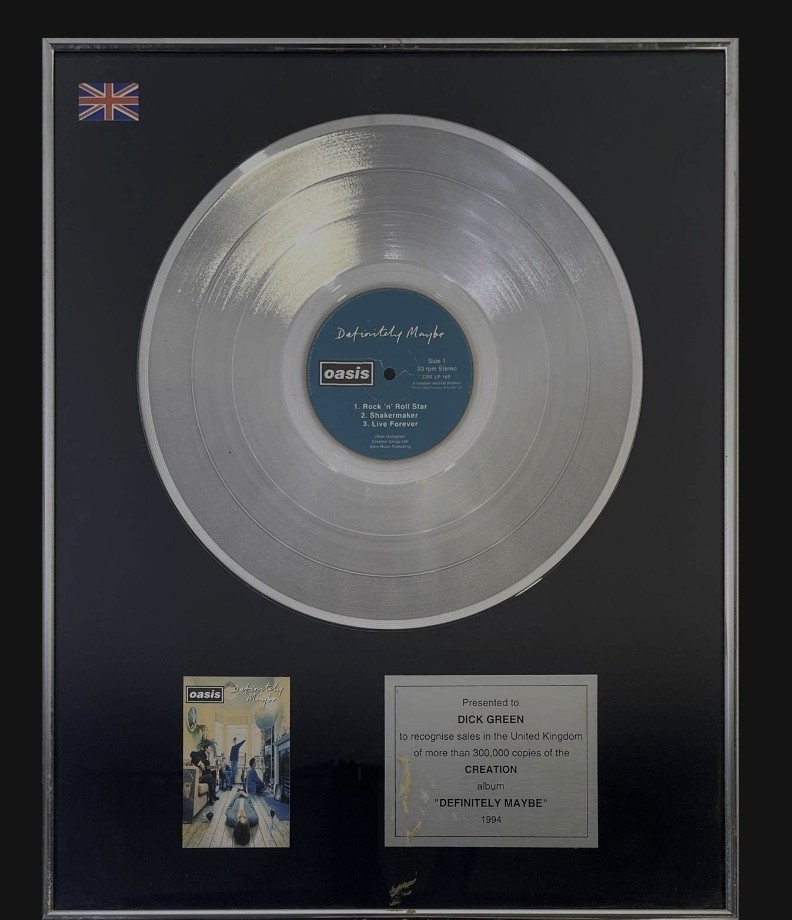 Oasis - Definitely Maybe - Original Creation Disc Award BPI - Gallagher ...