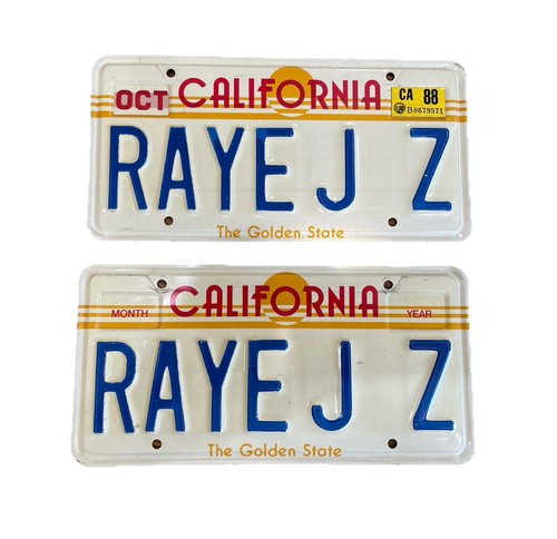 Vintage California Sunset Vanity License Plates ~~ RAYE J Z ~~ Pair | eBay