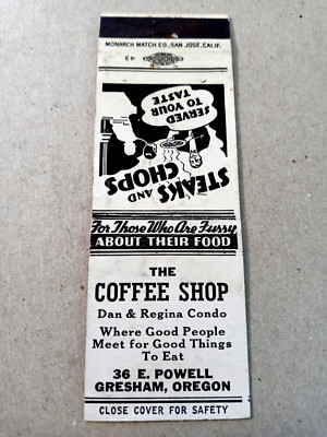 Vintage Matchbook: The Coffee Shop, Gresham, OR | eBay