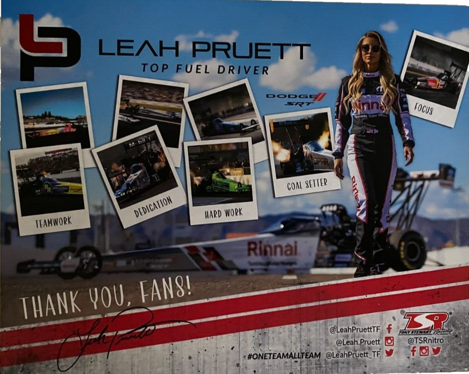 LEAH PRUETT SIGNED NHRA T/F DRAG RACING THANK YOU FANS TSR RACING ...