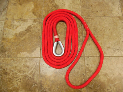 7/8" x 20 ft. Ruby Red Dbl Braid Nyon Mooring Pendant 20" eye. HVY DTY ...