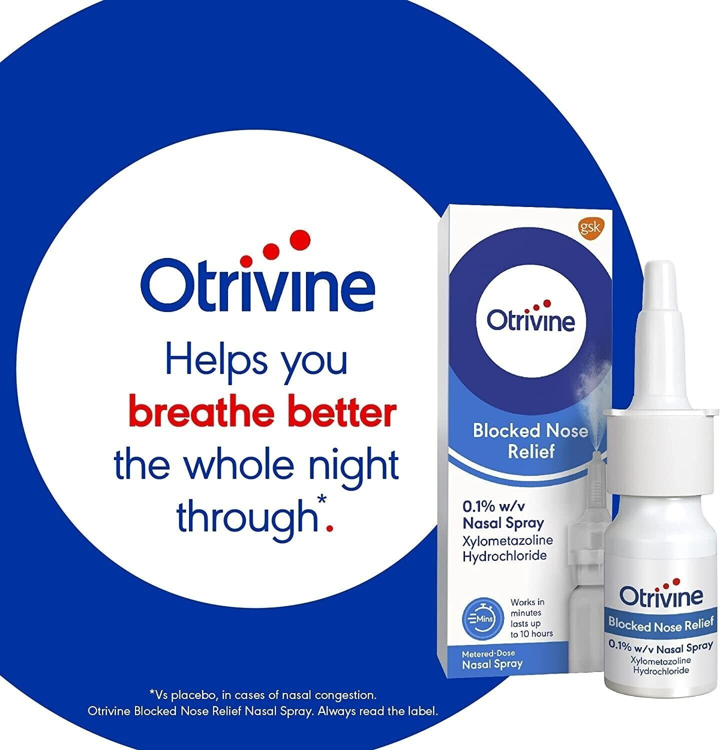 4x 10ml Otrivine Blocked Nose Relief Nasal Spray - Metered Dose Lasts ...