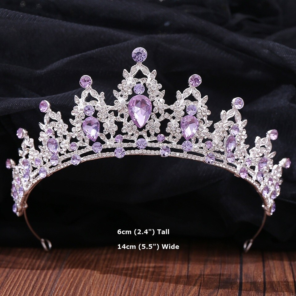 Light Purple Crystal Queen Princess Wedding Tiara Crown 11 Styles For ...