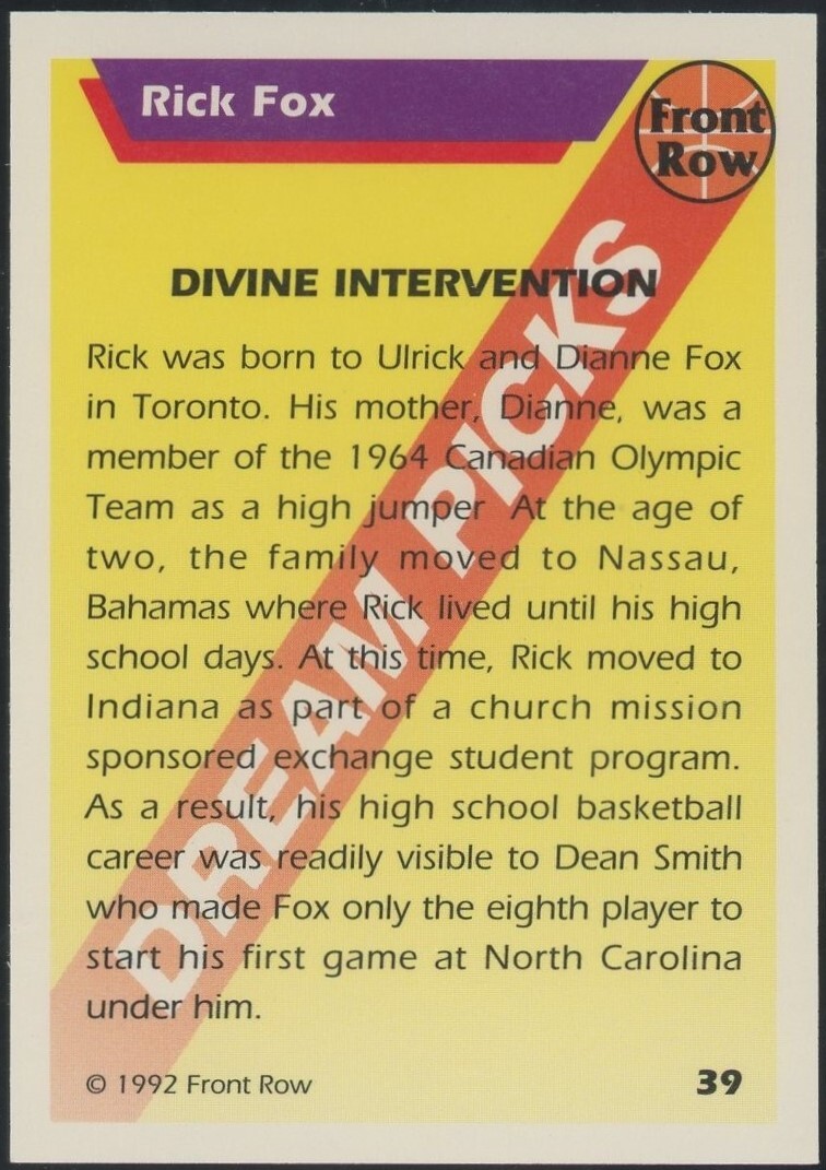 1991-92 Front Row Rick Fox Rookie Celtics Lakers RC #39 | eBay