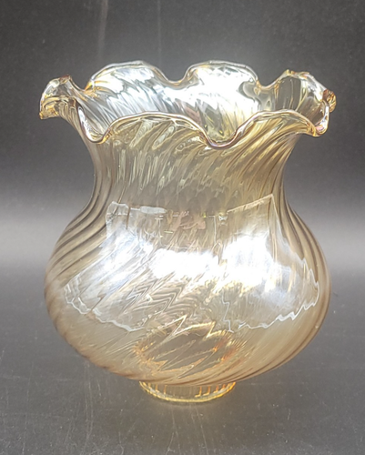 AMBER HONEY GOLD GLASS SWIRL DESIGN WITH RUFFLED TOP SCONCE LIGHT SHADE ...