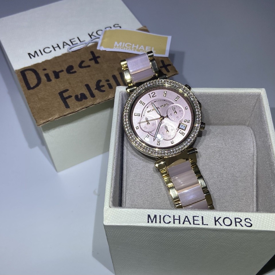 Michael Kors Parker Gold Dial Two Tone Steel Strap Watch for Women ...