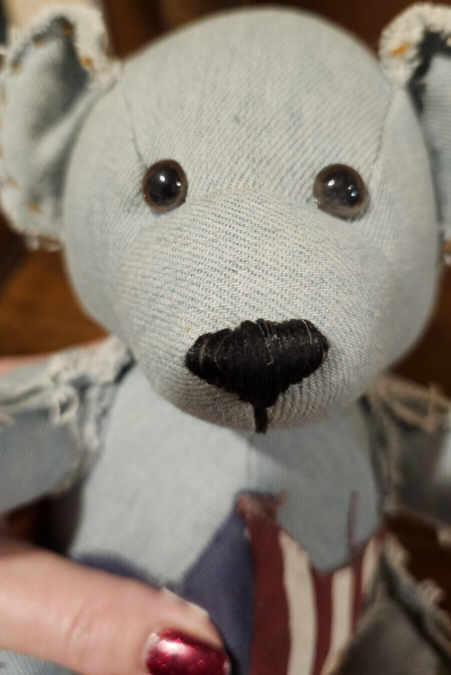 Dan Dee Denim Patriotic 8" Bear Frayed Jean Star Hand Stitched Plush | eBay