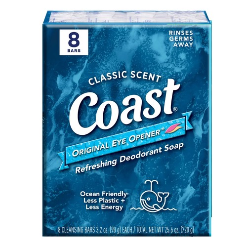 Coast Refreshing Deodorant Bar Soap, for All Skin Types, Classic Scent ...