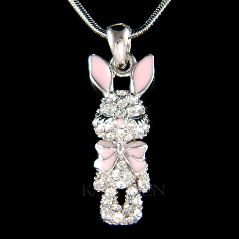 ~Bunny Pink Bow~ made with Swarovski Crystal Rabbit Easter Hase ...
