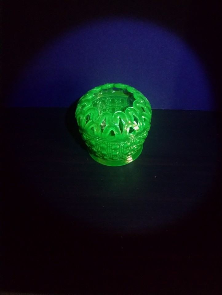 Uranium Glass Rare Dark Green Laced Vase. Unique Color | eBay
