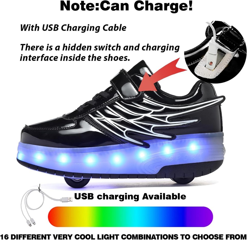 LED Roller Skate Shoes for Kids Boys Girls Light Up 11 Little Kid ...