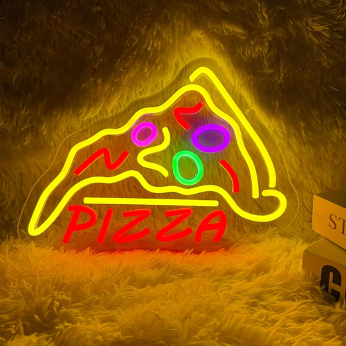 Pizza Neon Sign for Wall Decor Pizza Shaped LED Neon Light for Pizzeria ...